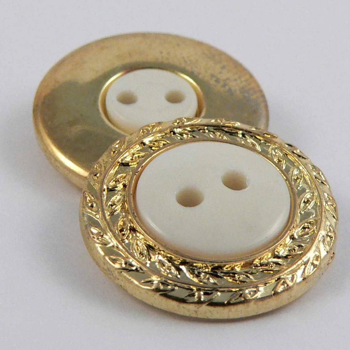 18mm Gold White Elegant Vintage Style 2 Hole Sewing Button Totally Buttons